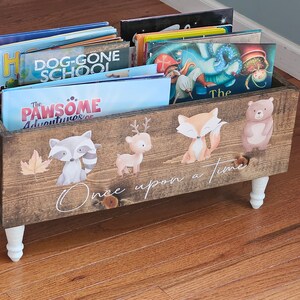 Personalized Woodland Book Library Box- Book Box - Book Storage - Kids ...