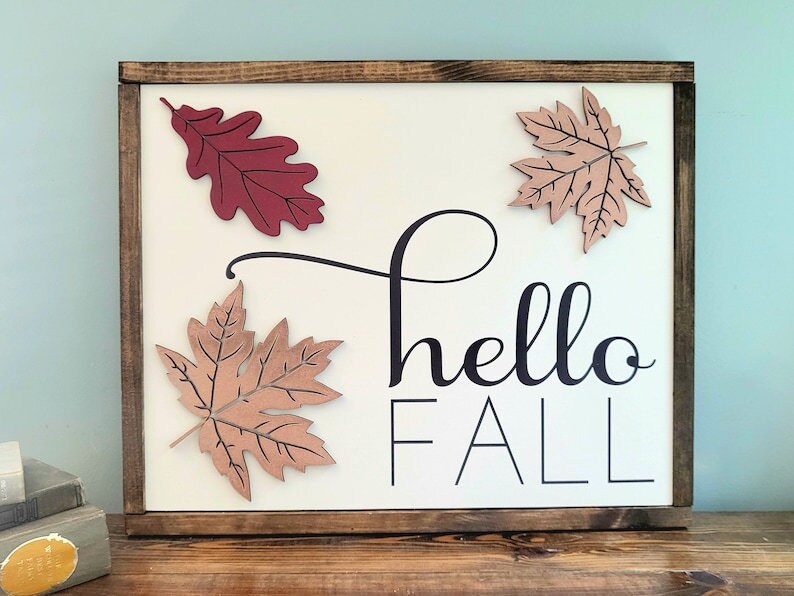 3D Hello Fall Autumn Leaves Sign, Boho Fall Decor, Fall Wall Decor ...