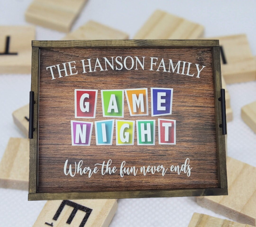 Game Night Tray - Game Storage - Gift Box - Personalized Tray- Family ...