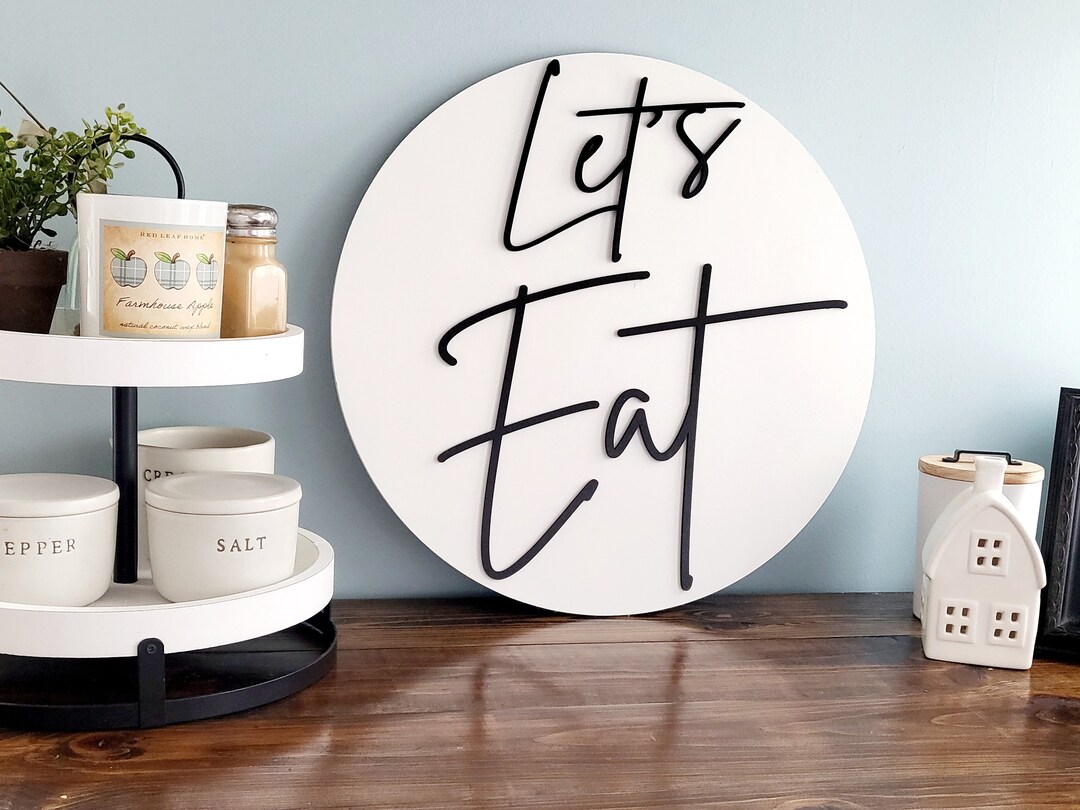3D 18" Let's Eat Sign - Kitchen Decor - Home Decor Sign - Farmhouse ...