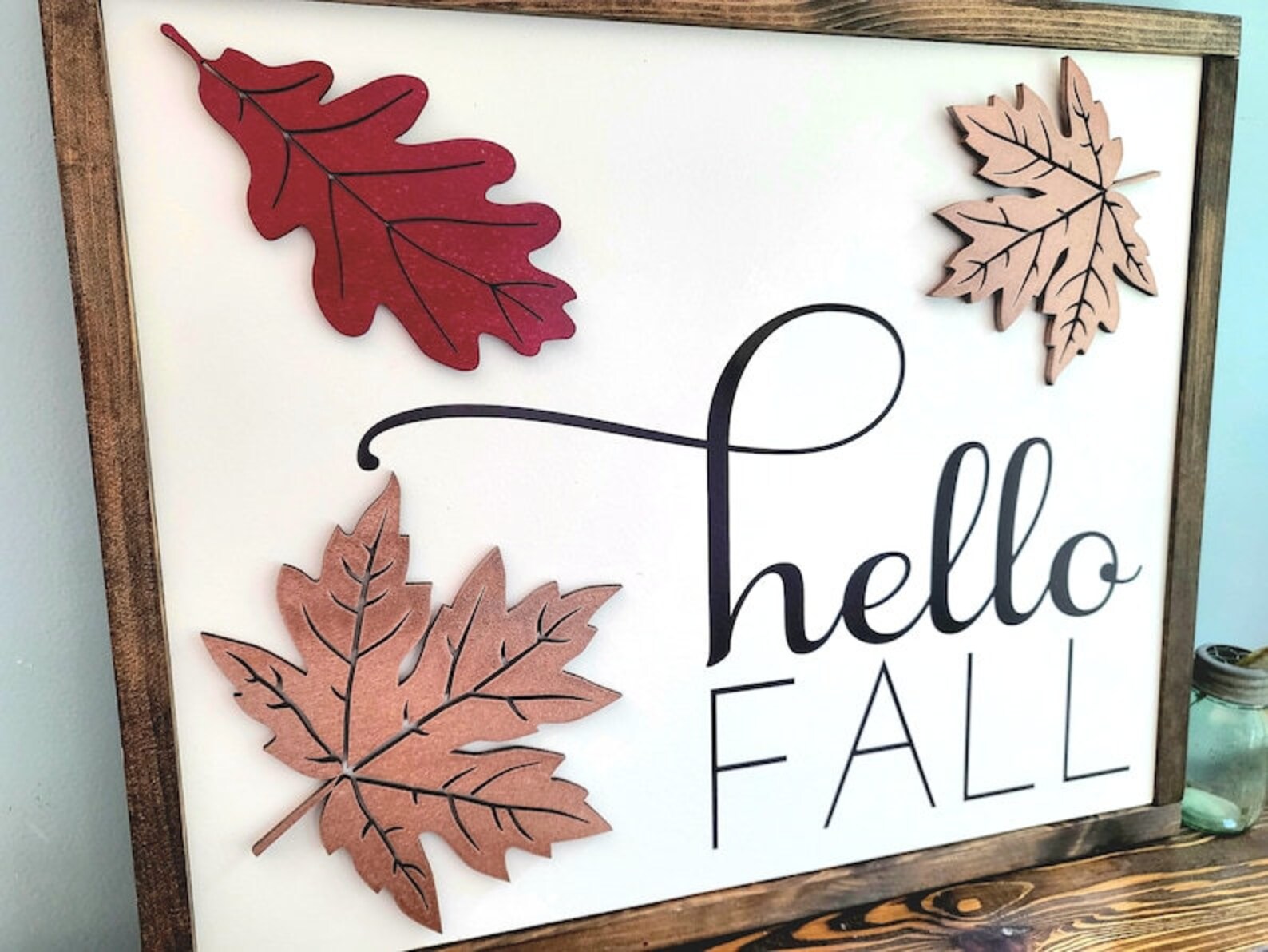 3D Hello Fall Autumn Leaves Sign, Boho Fall Decor, Fall Wall Decor ...