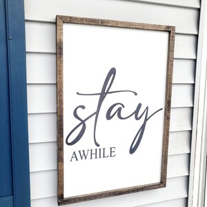 Porch Wall Decor | Stay Awhile Sign | Stay Awhile Wood Sign | Living ...