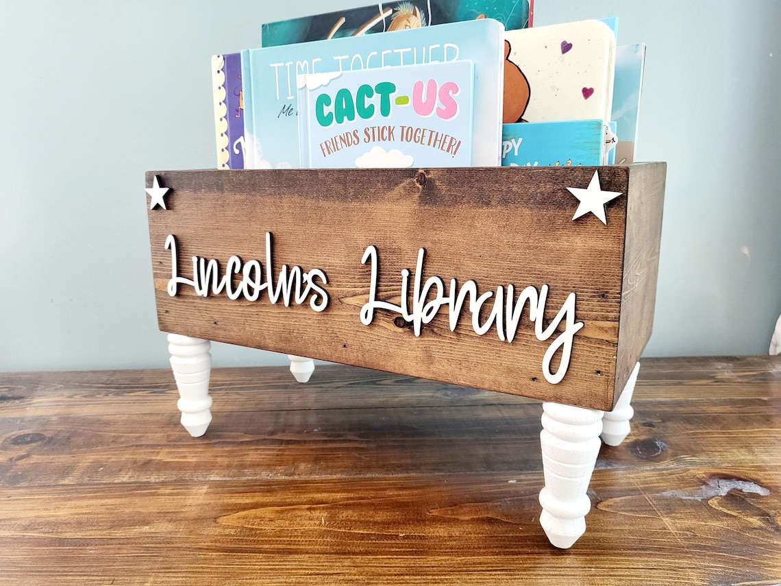 Personalized 3d Book Library Box- Book Box - Book Storage - Kids Books ...