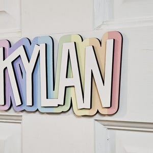 Rainbow Wood Name Sign, Wooden Name Sign, Name Signs for Nursery, Girl ...