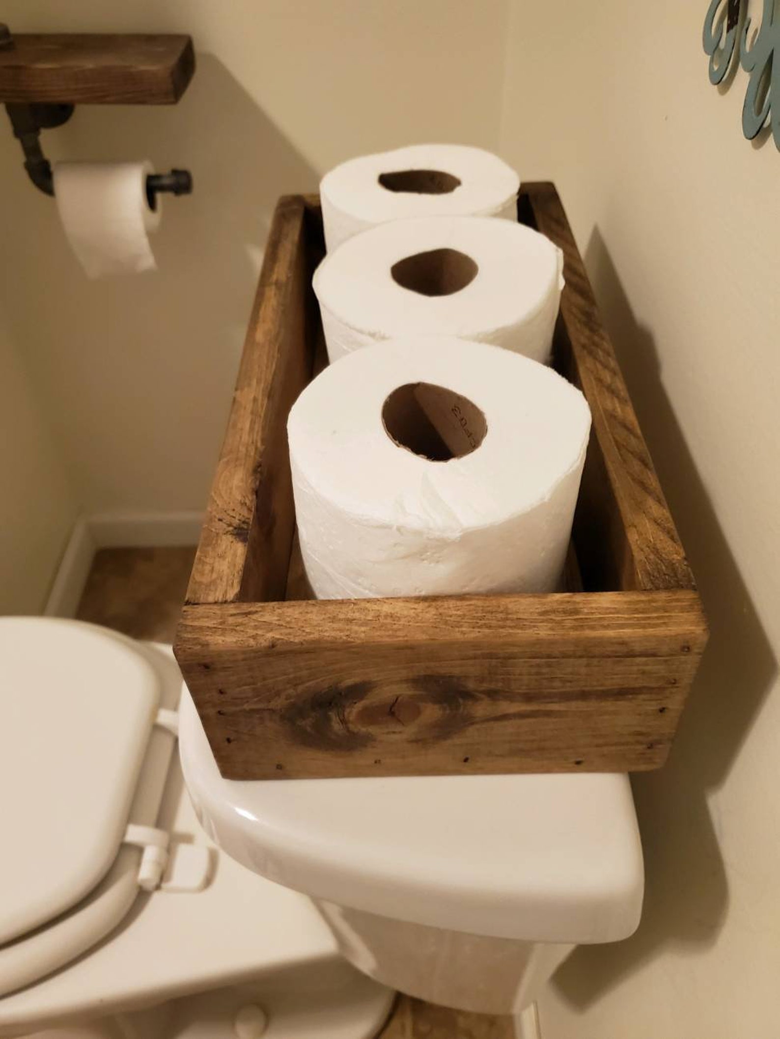 Rustic Toilet Paper Holder Farmhouse Bathroom Decor Wooden | Etsy