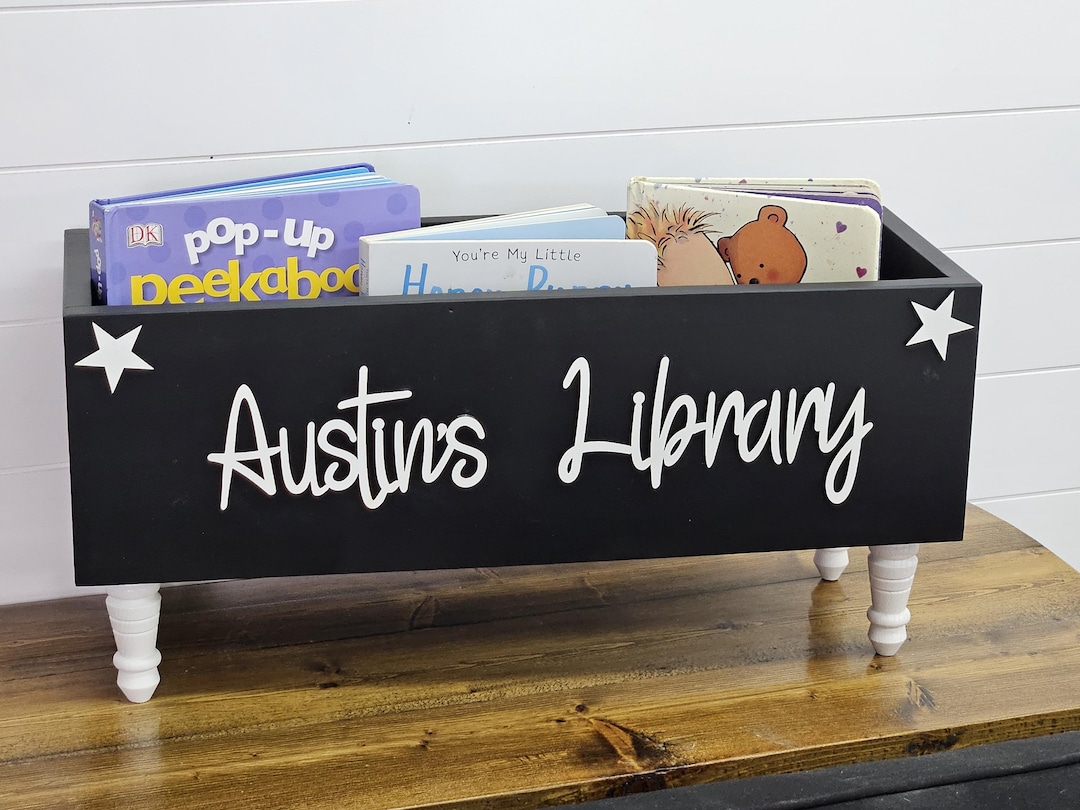 Personalized Children's Library Box, Baby Book Box, Book Storage ...