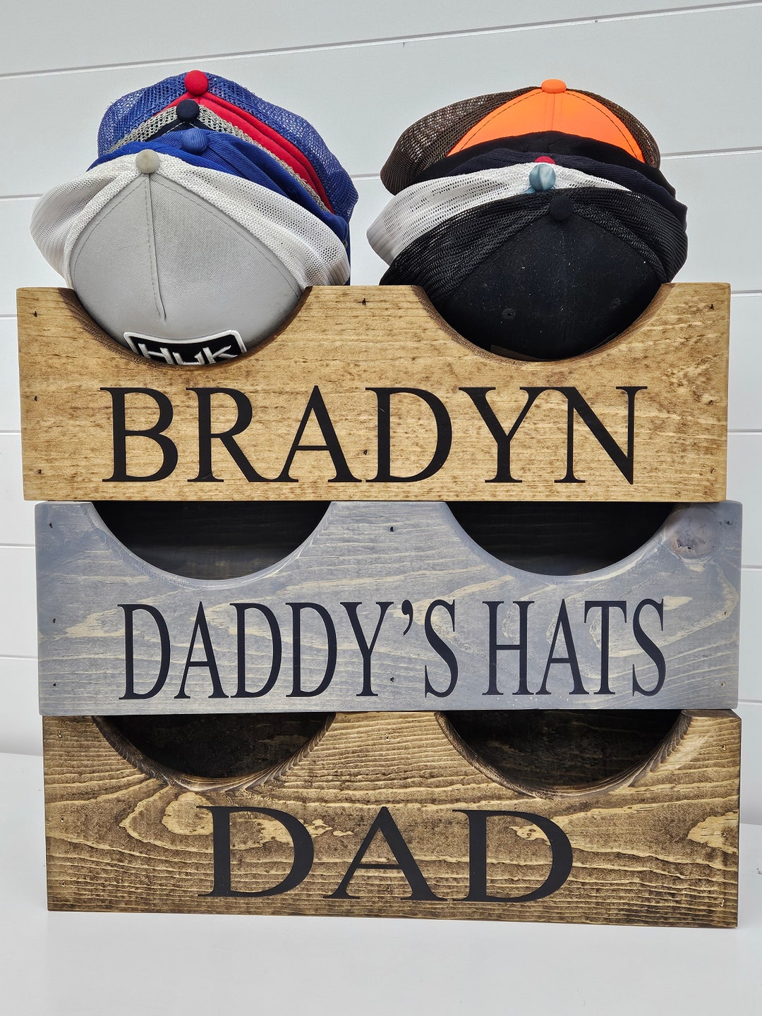 Double Wooden Hat Box, Wood Hat Box, Baseball Hat Holder, Hat Organizer ...