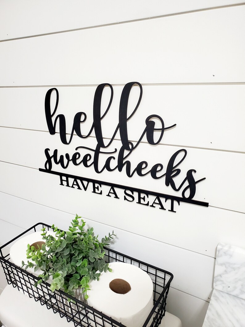 3d Hello Sweet Cheeks Sign | Over Toilet Sign | Bathroom Sign ...