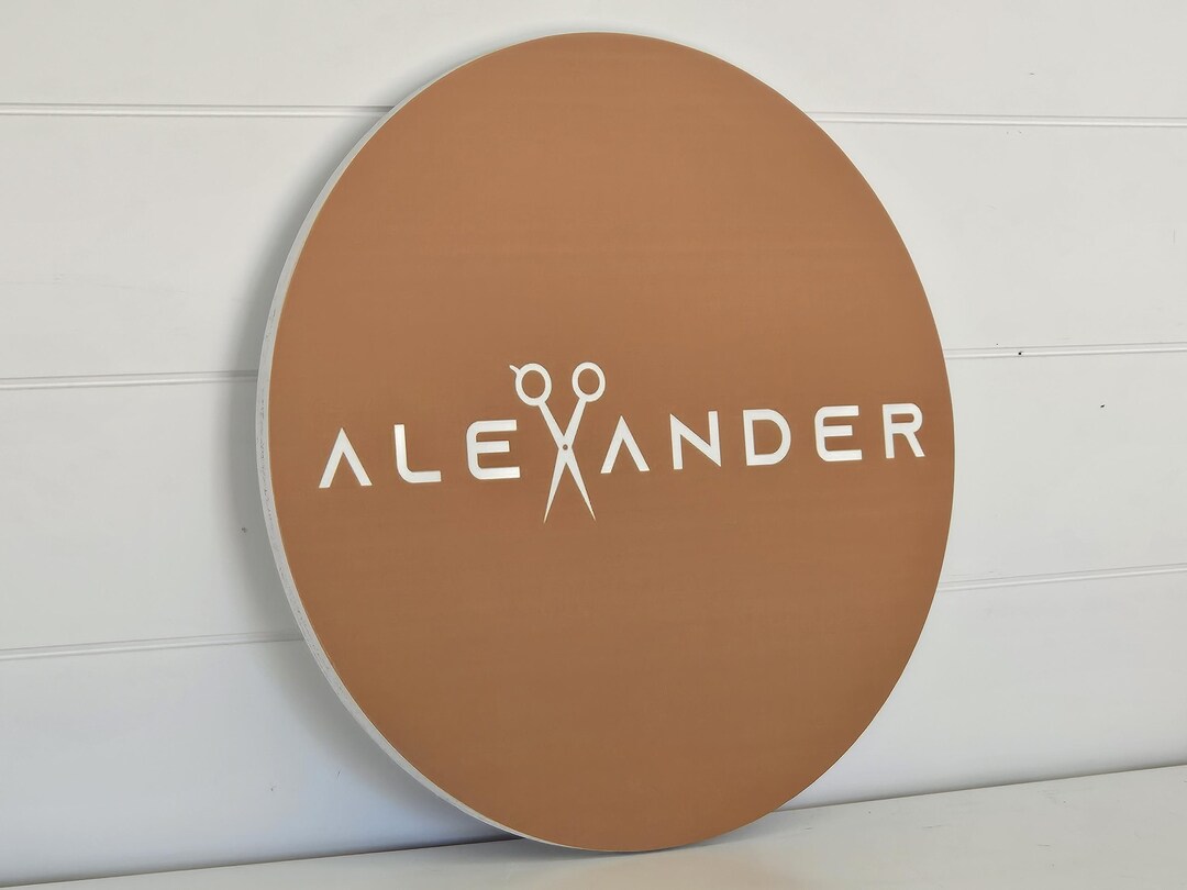 Round Company Logo, Custom Design Business Sign, Image on Wood, Brand ...