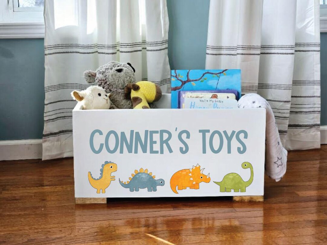 Custom Toy Box - Personalized Dinosaur Toy Box - Wood Toy Chest - Toy ...
