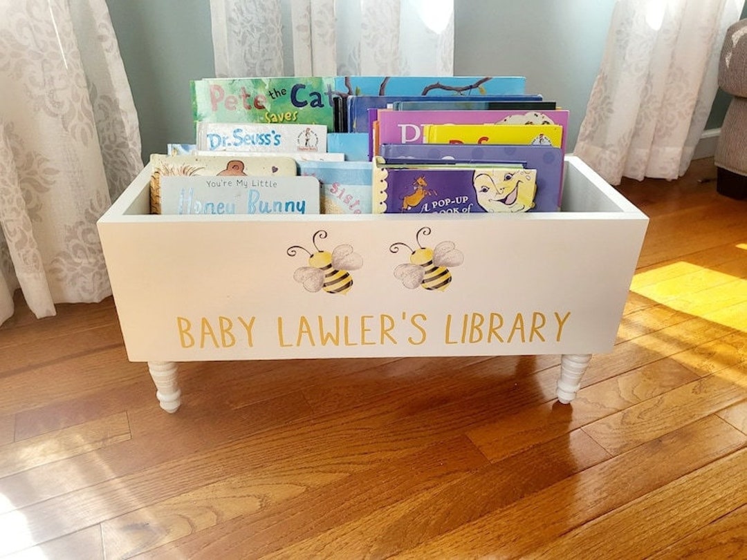Personalized Children's Library Box, Baby Book Box, Book Storage ...