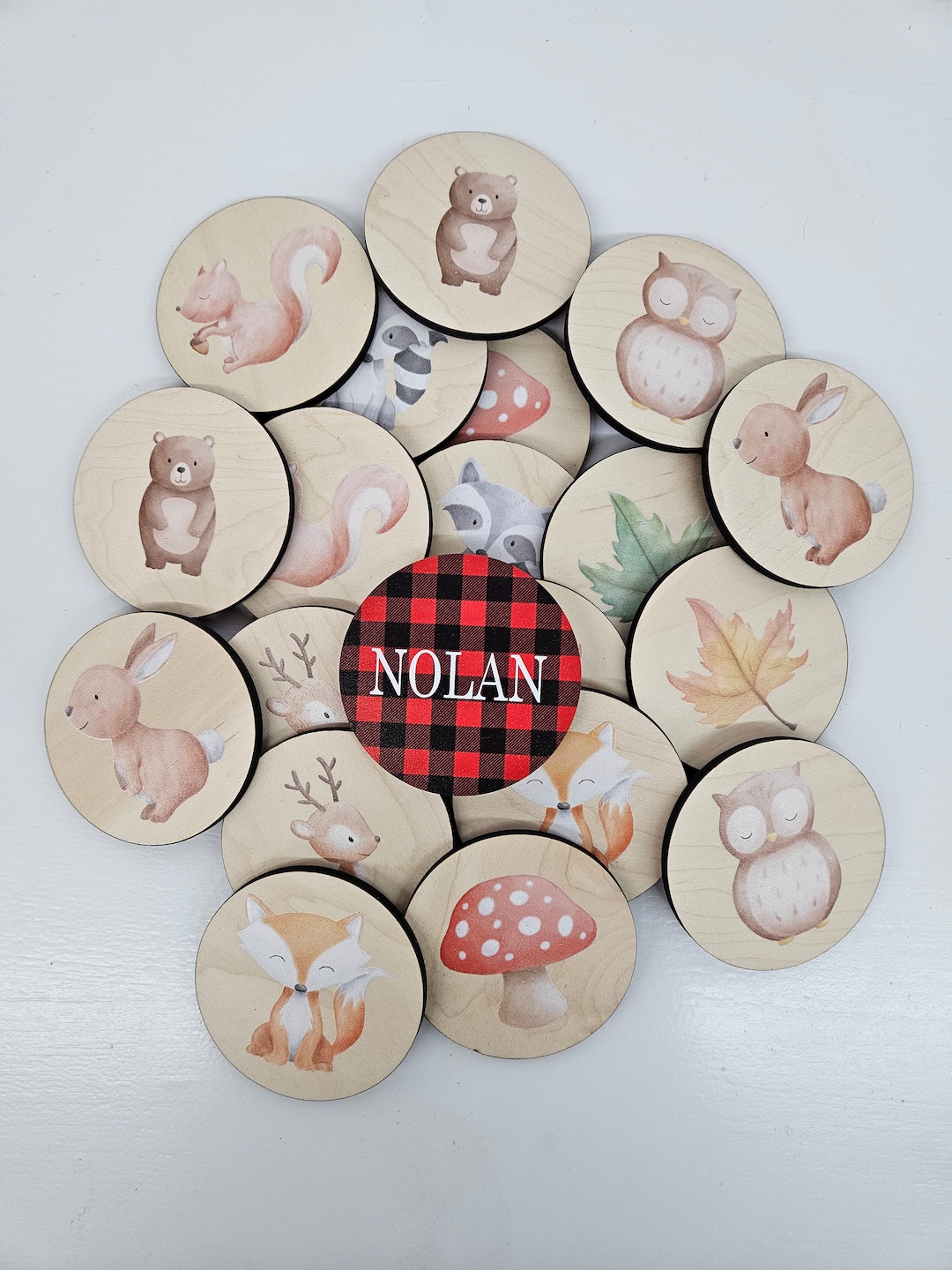 Woodland Animals Wooden Memory Matching Set Kids Matching Game ...