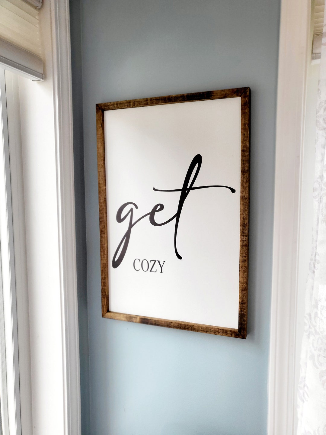 Living Room Wall Decor | Get Cozy Sign | Stay Awhile Wood Sign | Living ...