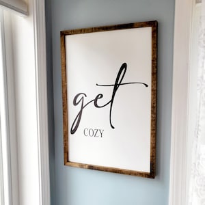 Living Room Wall Decor | Get Cozy Sign | Stay Awhile Wood Sign | Living ...