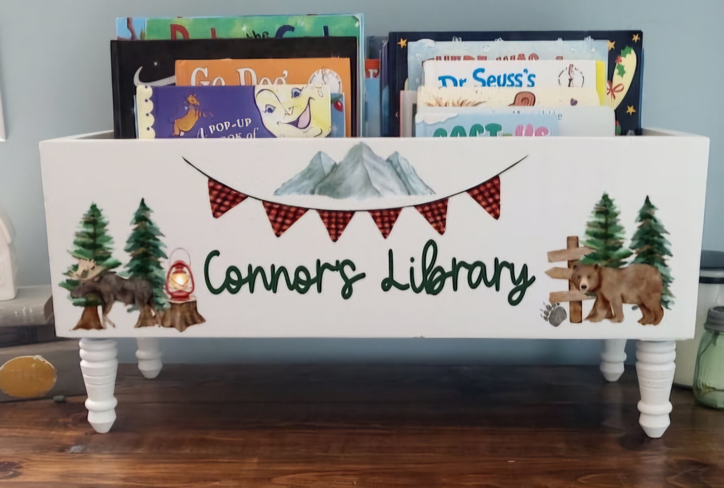 Woodland Library Box, Baby Book Box, Book Storage, Nursery Storage ...