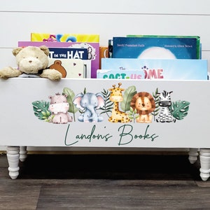 Personalized Children's Library Box, Safari Baby Book Box, Book Storage ...