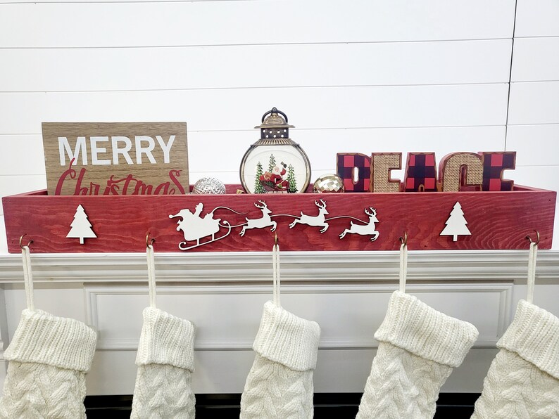3D Merry Christmas Stocking Holder Box, Mantel Decor, Fireplace Decor ...