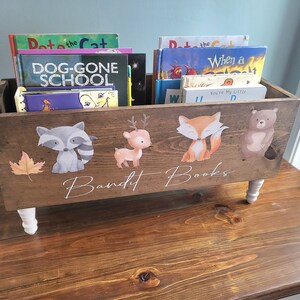 Personalized Woodland Book Library Box- Book Box - Book Storage - Kids ...