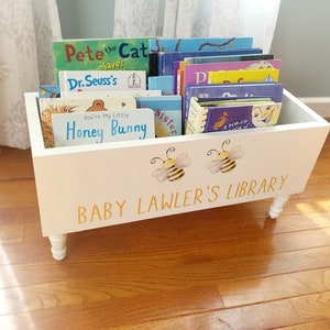 Personalized Children's Library Box, Baby Book Box, Book Storage ...