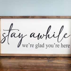 Living Room Wall Decor | Stay Awhile Sign | Stay Awhile Wood Sign ...