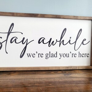 Living Room Wall Decor | Stay Awhile Sign | Stay Awhile Wood Sign ...