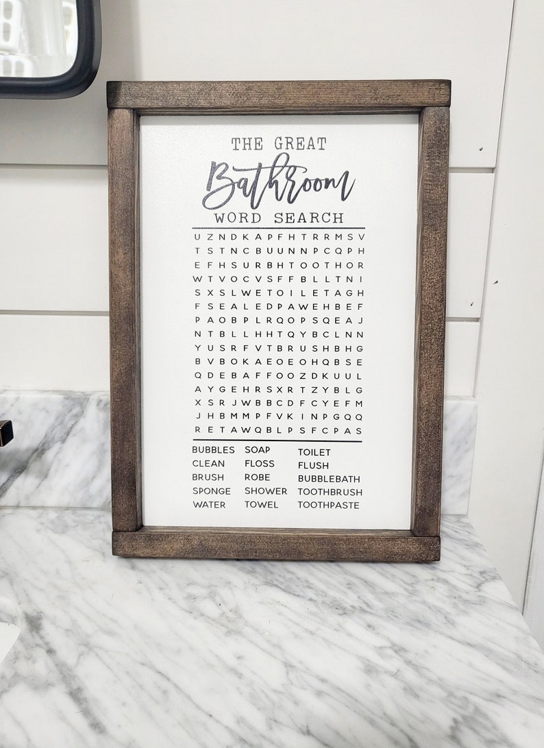 Bathroom Word Search Sign Funny Bathroom Sign Bathroom - Etsy