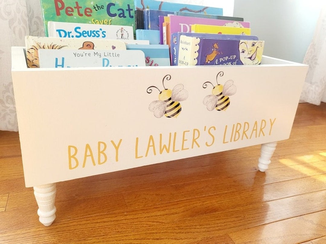 Personalized Children's Library Box, Baby Book Box, Book Storage ...