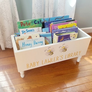 Personalized Children's Library Box, Baby Book Box, Book Storage ...