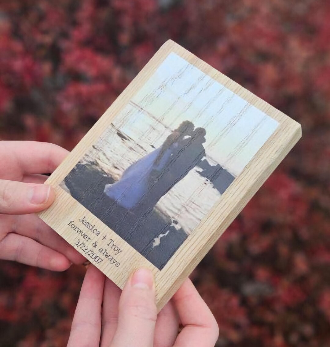 Oak Photo Gift Block, Oak Wood Photo Block, Valentine's Day Gift for ...