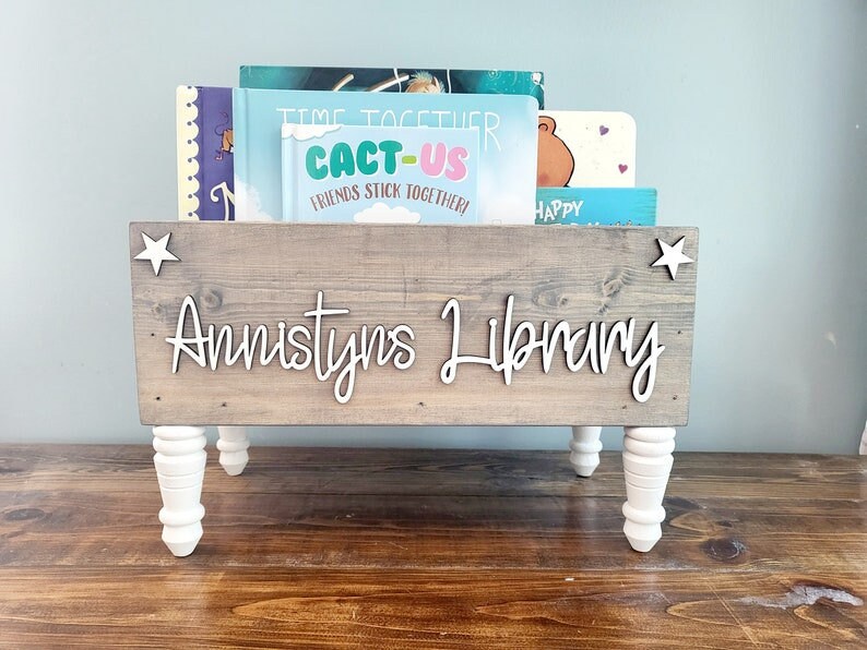 Personalized 3d Book Library Box- Book Box - Book Storage - Kids Books ...