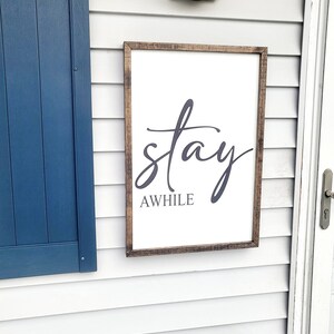 Porch Wall Decor | Stay Awhile Sign | Stay Awhile Wood Sign | Living ...