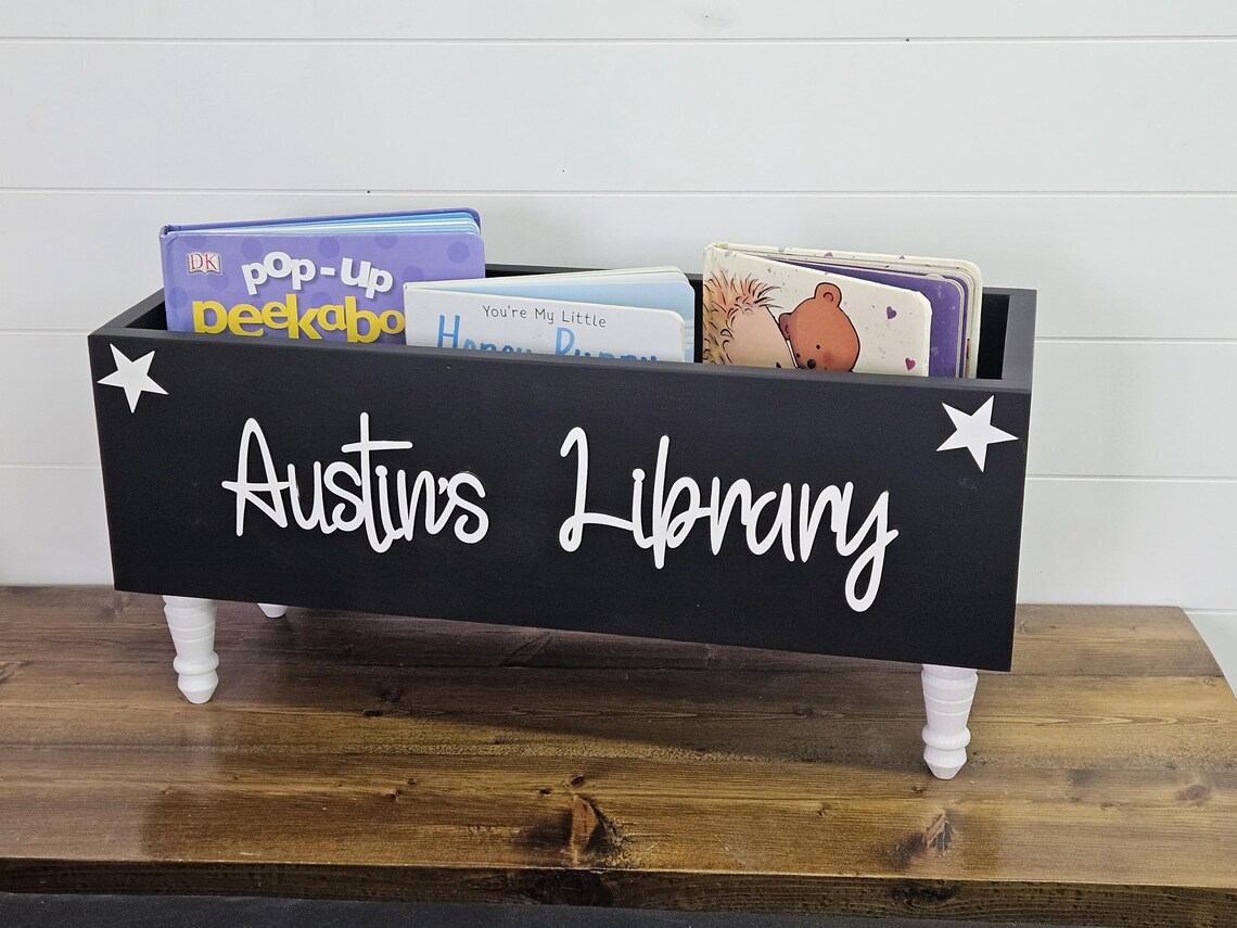 Personalized Children's Library Box, Baby Book Box, Book Storage ...