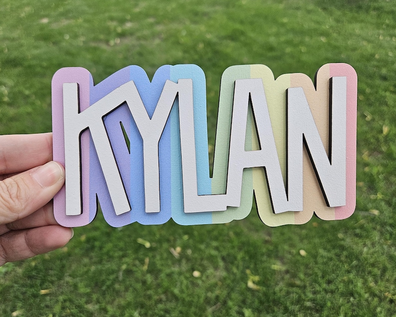 Rainbow Wood Name Sign, Wooden Name Sign, Name Signs for Nursery, Girl ...