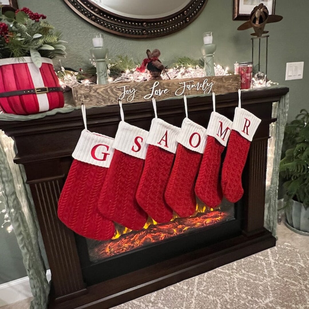 3D Joy Love Family Stocking Holder Box, Mantel Decor, Fireplace Decor ...