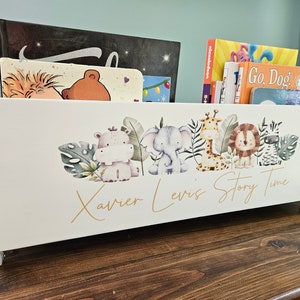 Personalized Children's Library Box, Safari Baby Book Box, Book Storage ...