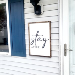 Porch Wall Decor | Stay Awhile Sign | Stay Awhile Wood Sign | Living ...