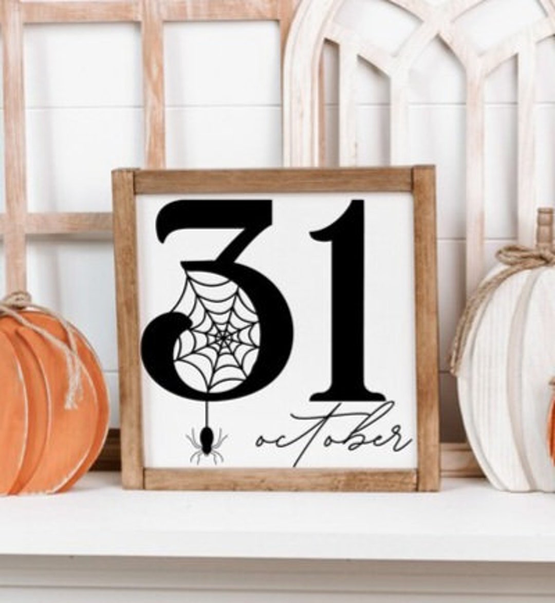 October 31 Sign, Spooky Halloween Decor, Fall Wall Decor, Fall Wood ...