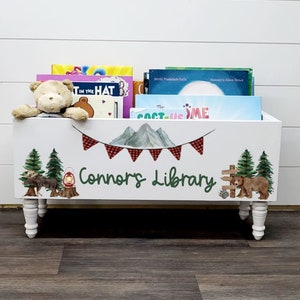 Personalized Library Box, Baby Book Box, Book Storage, Nursery Storage ...