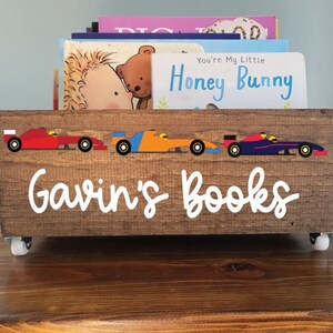 Race Car Book Bin - Book Storage - Books - Toy Storage - Bookcase ...