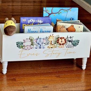 Personalized Children's Library Box, Safari Baby Book Box, Book Storage ...