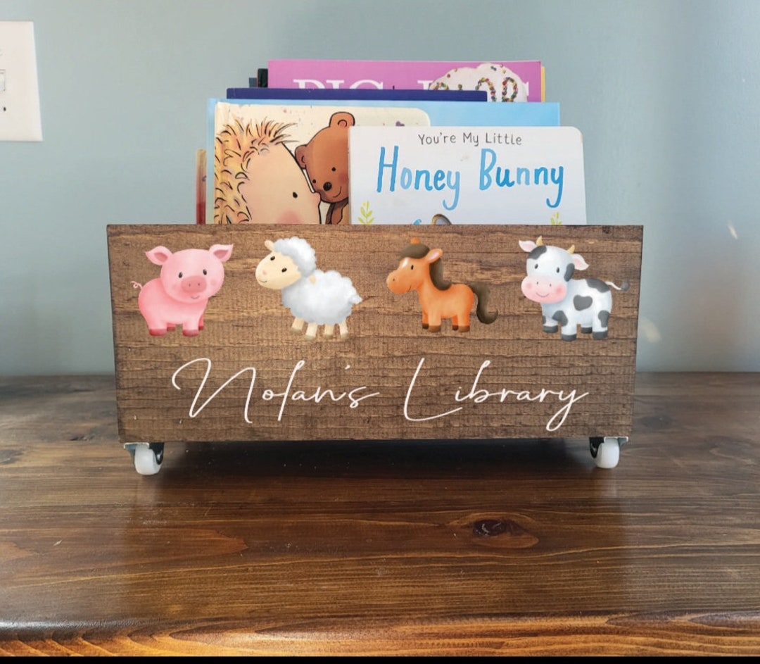 Personalized Book Library Box- Book Box - Book Storage - Kids Books ...