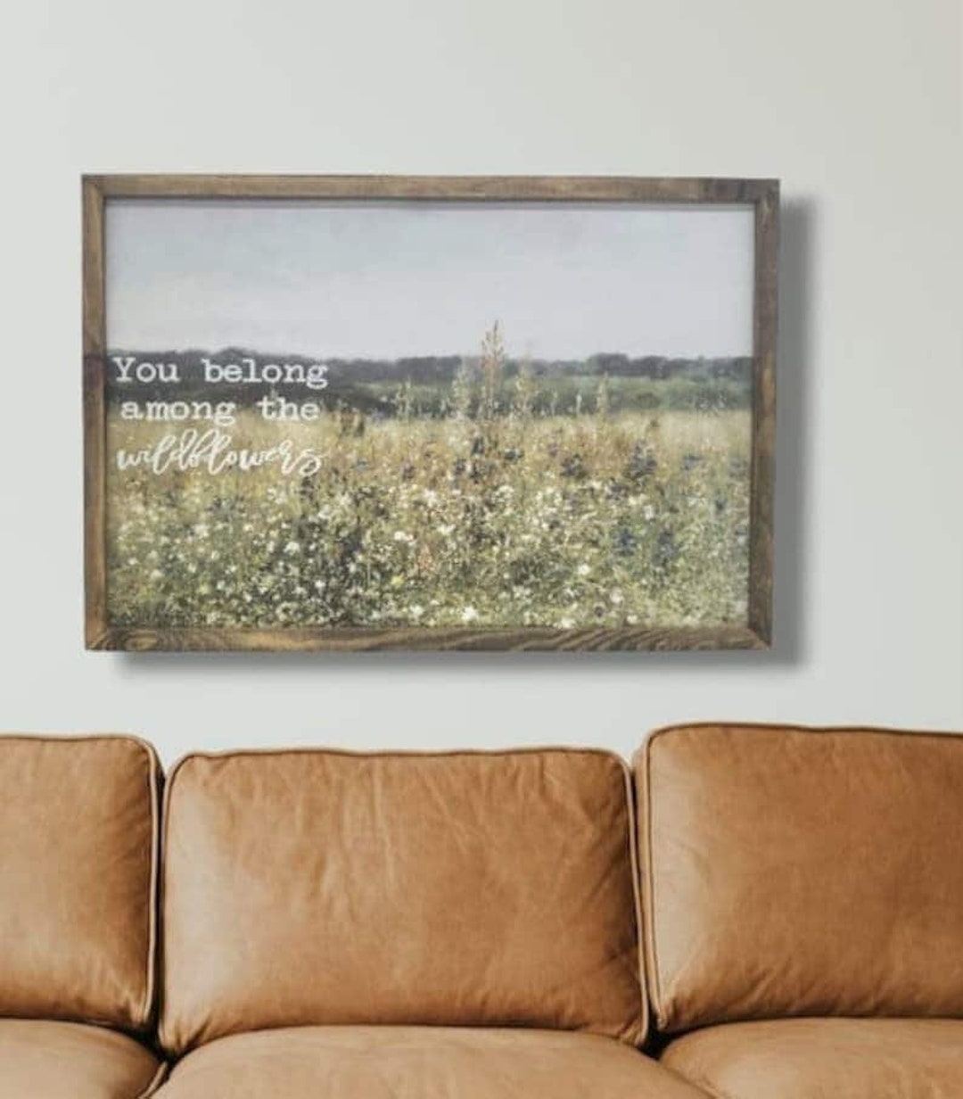 Wildflower Wall Decor Botanical Sign Wood Sign Living Room Signs Framed ...