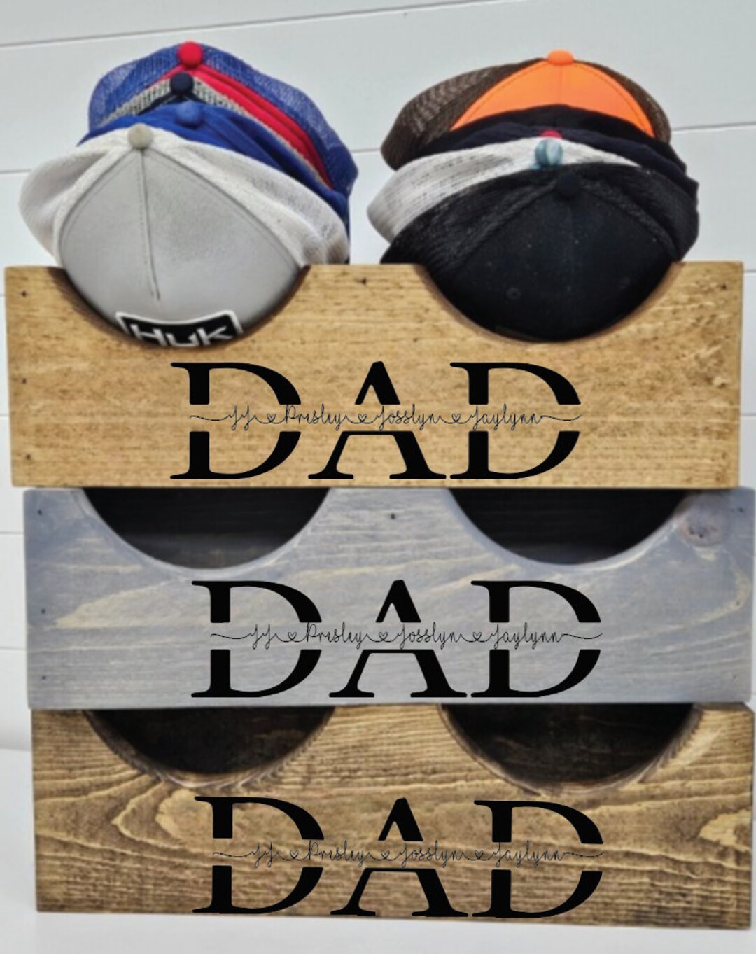 Double Wooden Hat Box, Wood Hat Box, Baseball Hat Holder, Hat Organizer ...