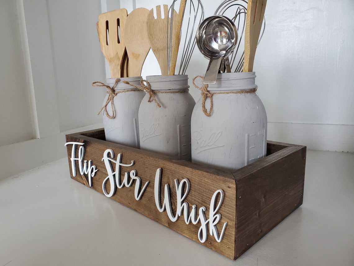 3D Flip Stir Whisk Box Utensil Box Farmhouse Kitchen Decor - Etsy