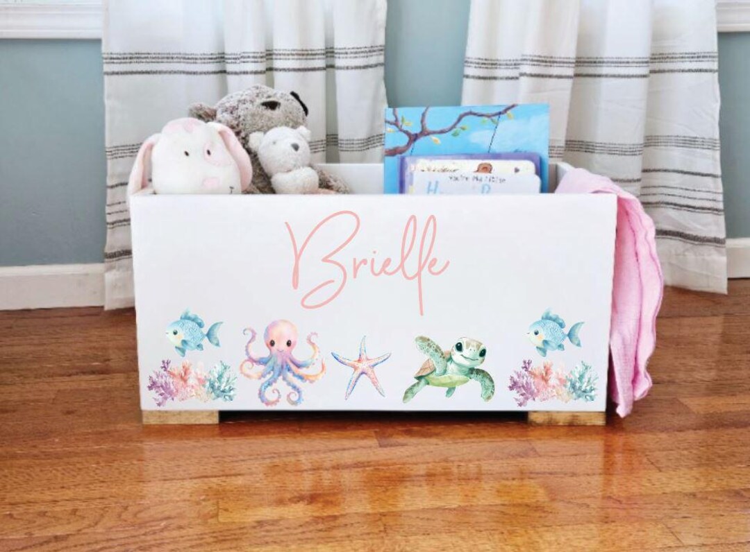 Personalized Sea Life Toy Box - Wood Toy Box - Toy Storage - Gift Girl ...