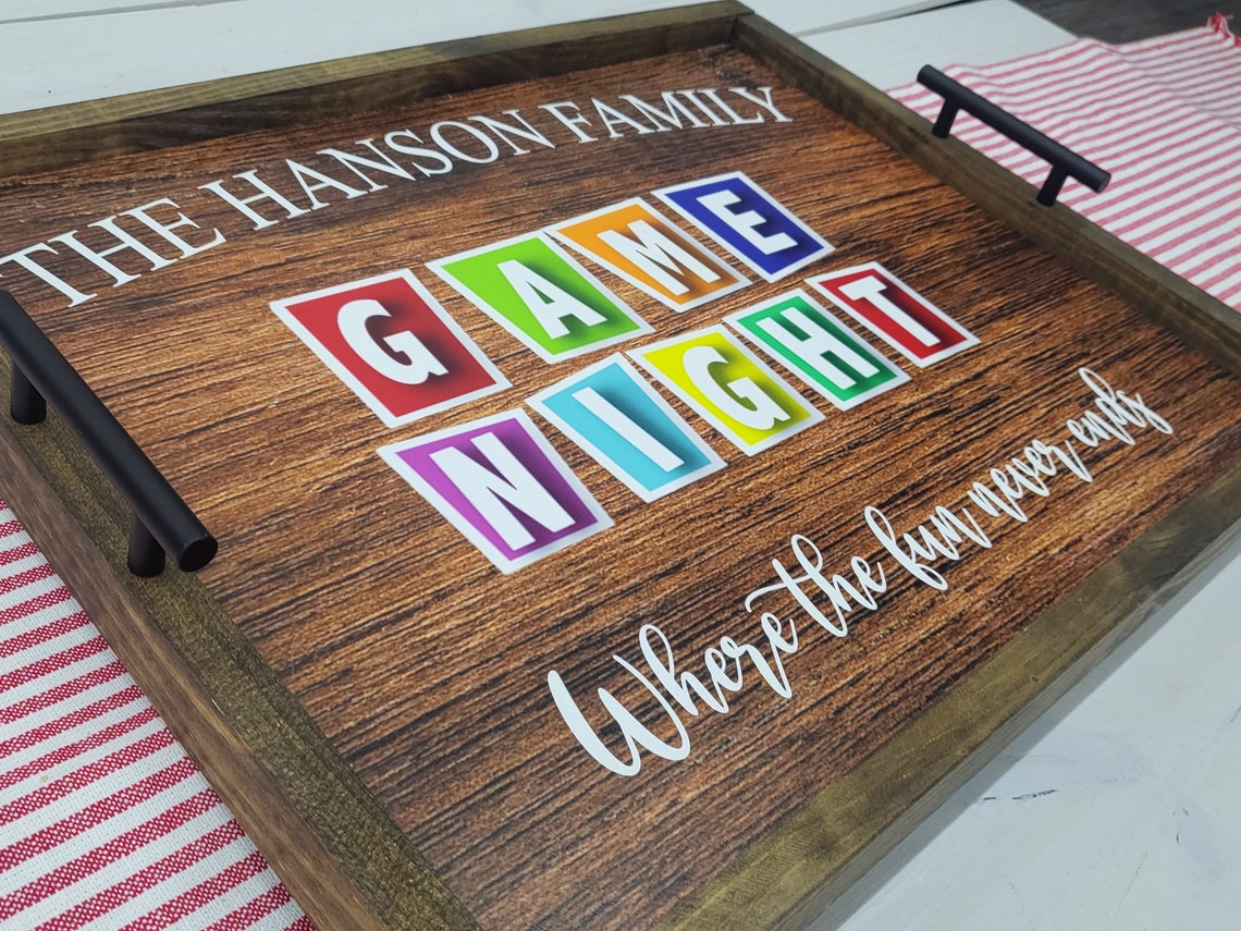 Game Night Tray - Game Storage - Gift Box - Personalized Tray- Family ...