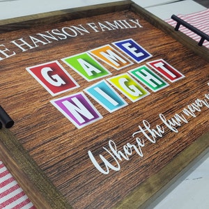 Game Night Tray - Game Storage - Gift Box - Personalized Tray- Family ...