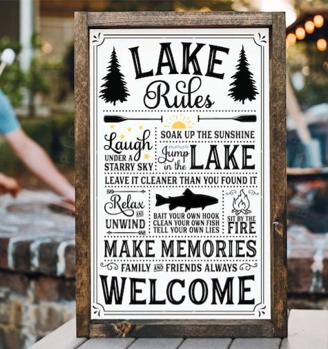 Lake Rules Sign - Lake Home Decor - Lake Sign - Nautical Decor - Bbq ...