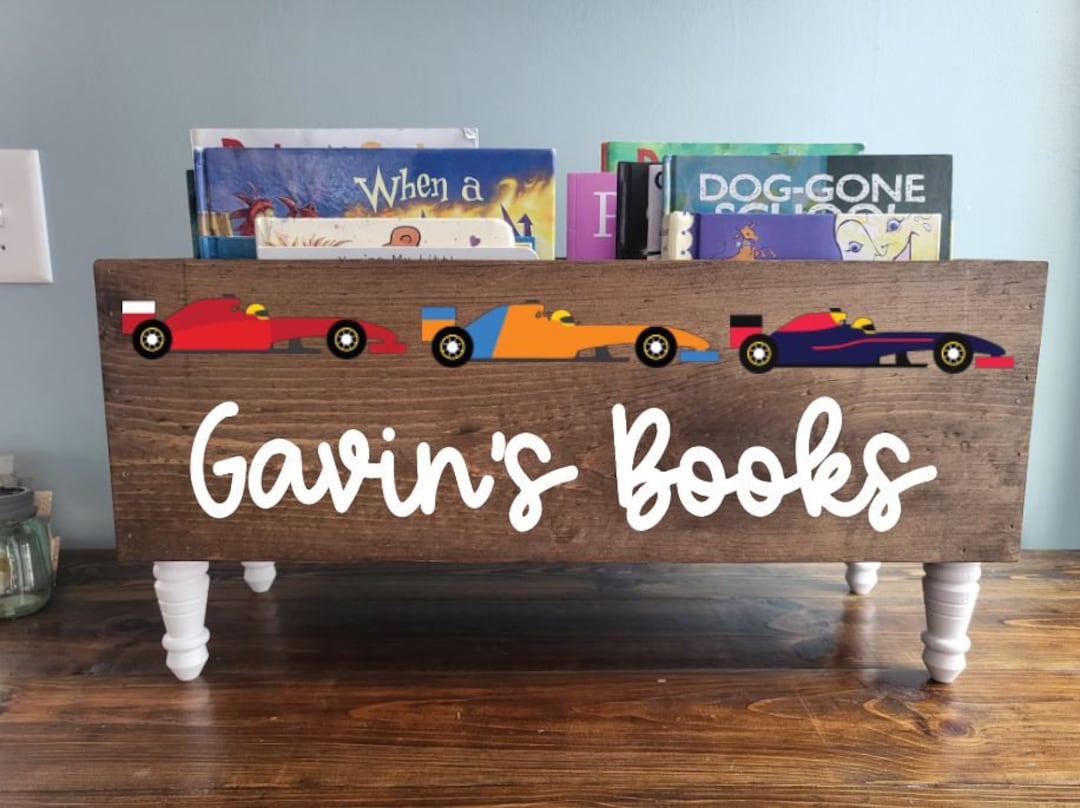 Race Car Book Bin - Book Storage - Books - Toy Storage - Bookcase ...