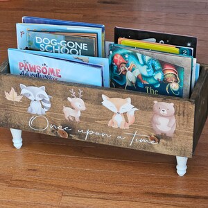 Personalized Woodland Book Library Box- Book Box - Book Storage - Kids ...